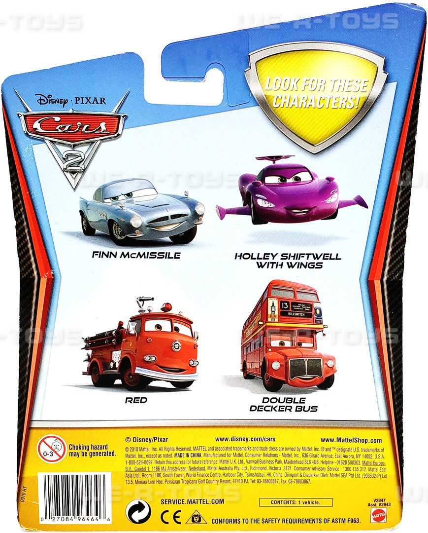 Disney Pixar Cars 2 Deluxe #4 Double Decker Bus Vehicle 2010 Mattel # ...