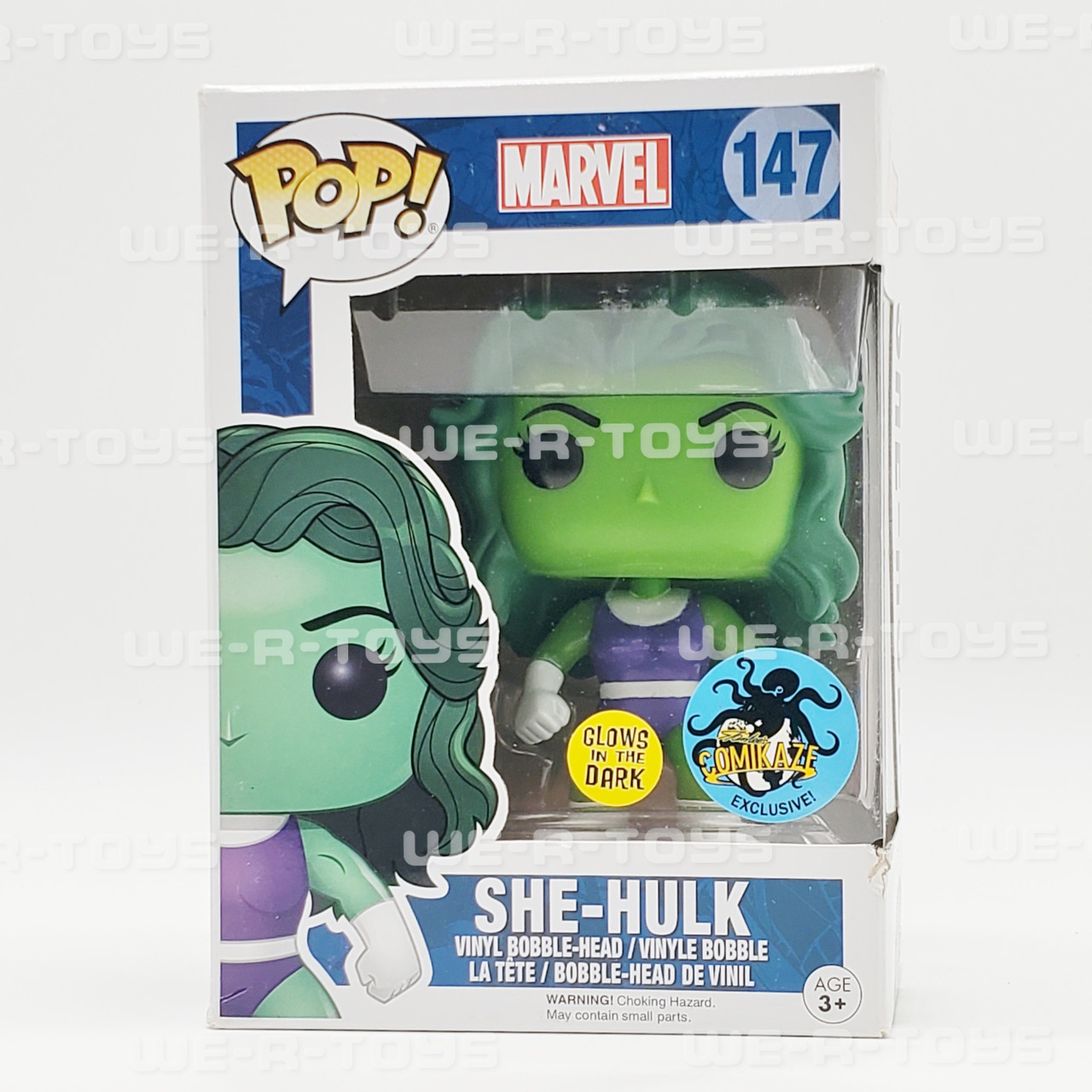 Marvel She-Hulk Funko Pop! Toy Vinyl Bobble-Head No. 147 Glow in the ...