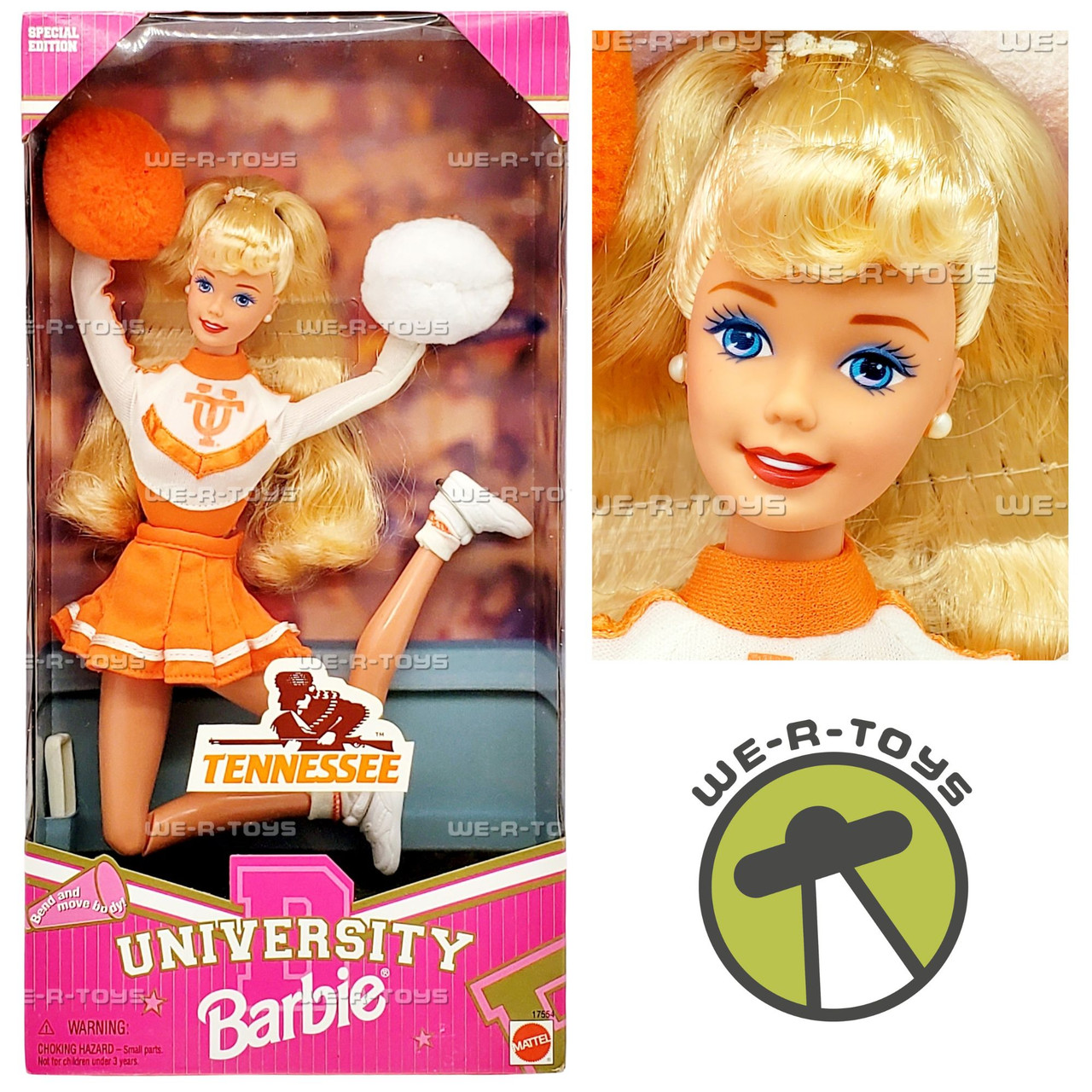Barbie University Tennessee Cheerleader Doll 1997 Mattel #17554 New