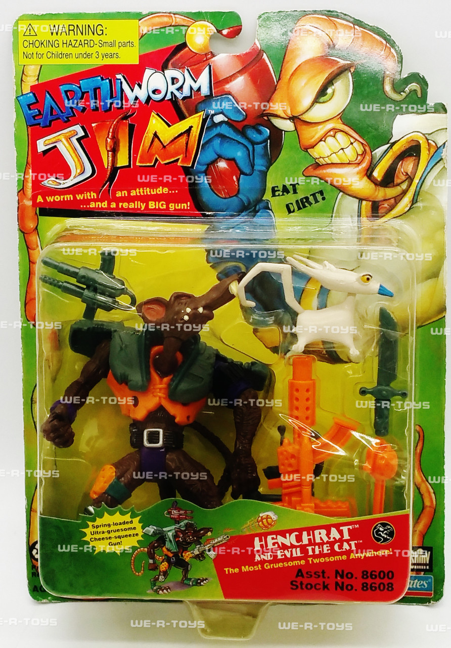 Earthworm Jim Henchrat And Evil The Cat Action Figures Playmates 1995 ...