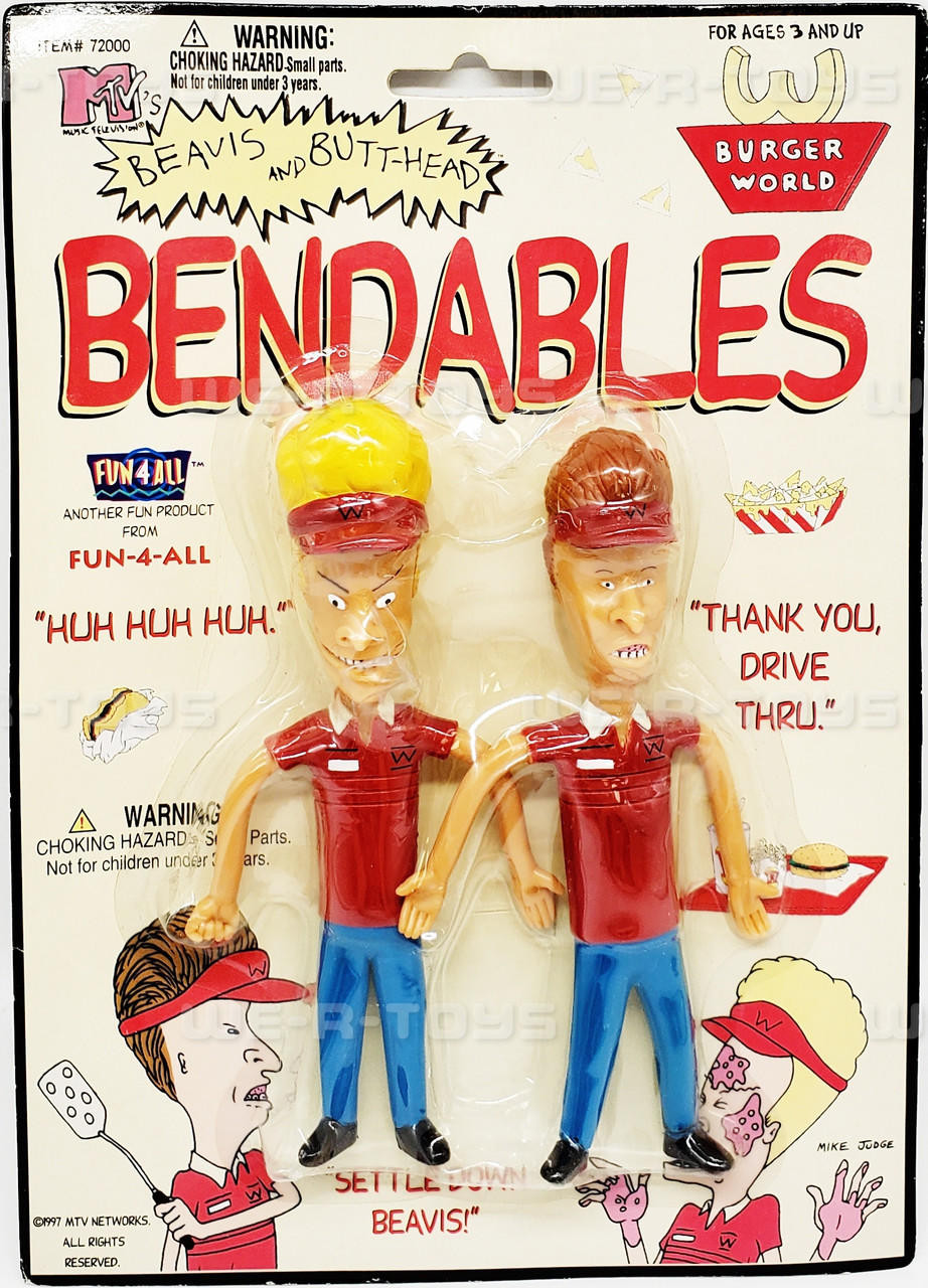 MTV's Beavis and Butthead Bendable Figures Fun 4 All 1997 #72000 NEW - We-R-Toys