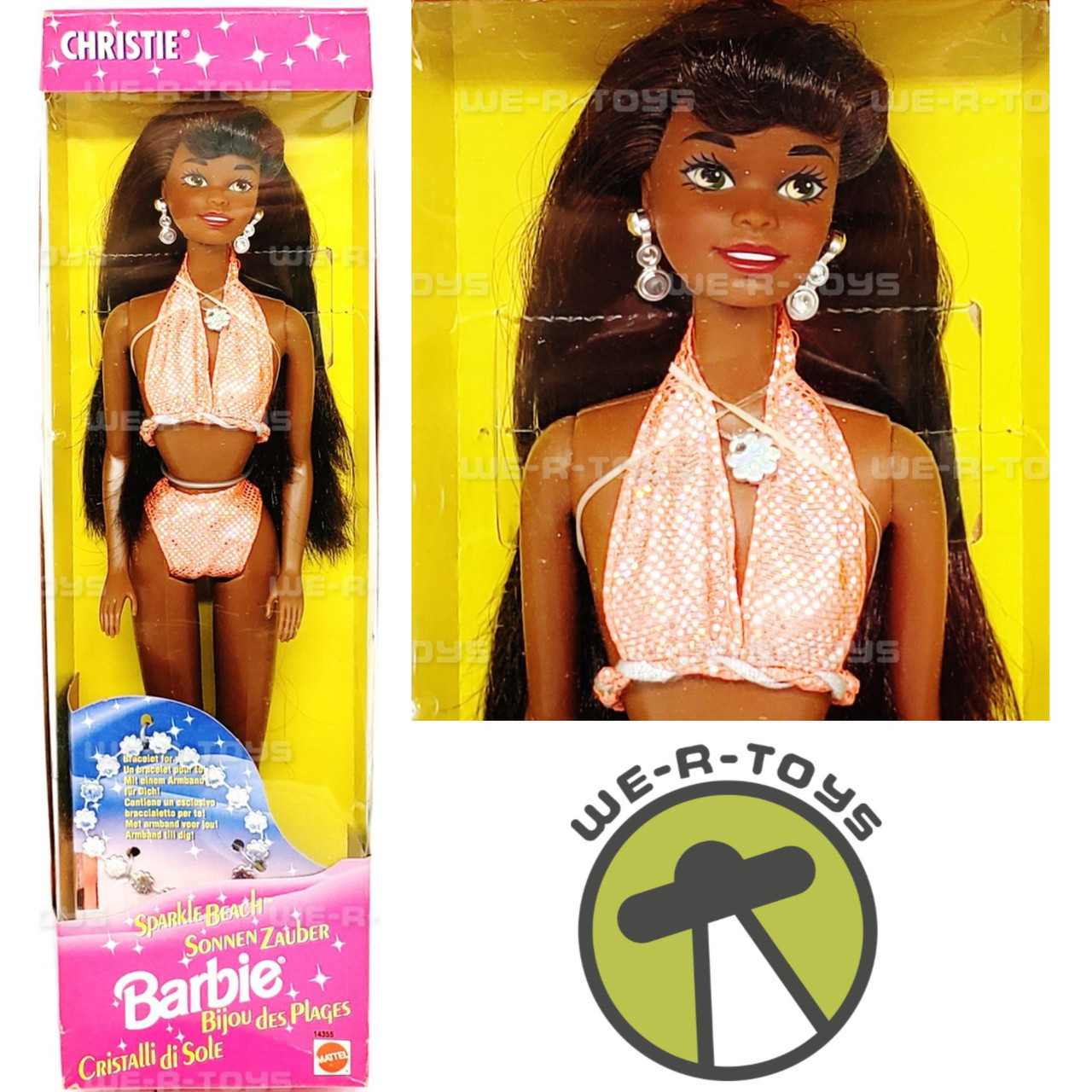 Barbie Sparkle Beach Christie African American Doll Multilingual 1995