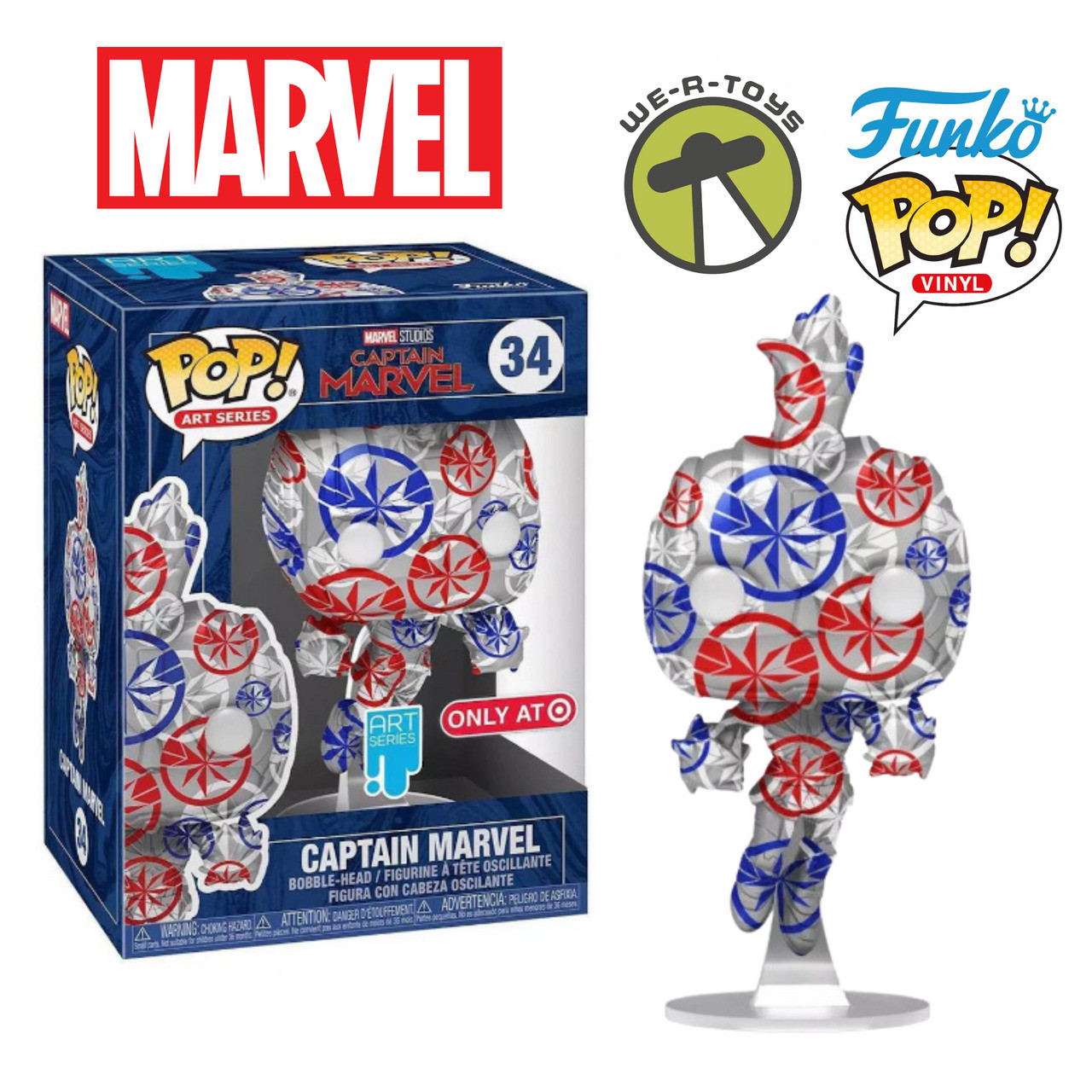 Funko Pop! Art Series 34 Captain Marvel Target Exclusive Vinyl Bobble ...