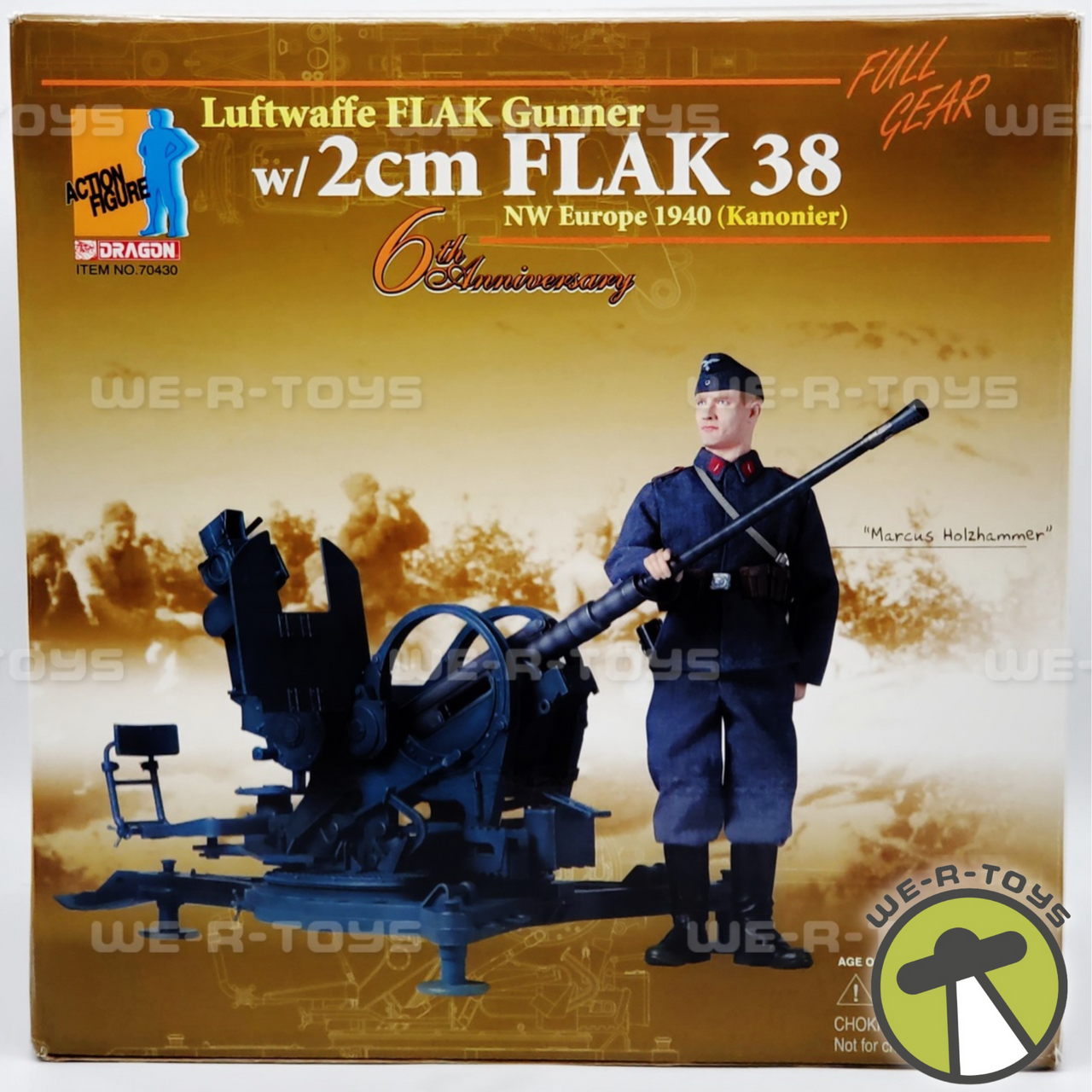 Dragon WWII Luftwaffe FLAK Gunner Marcus Holzhammer Figure w/ 2cm FLAK ...