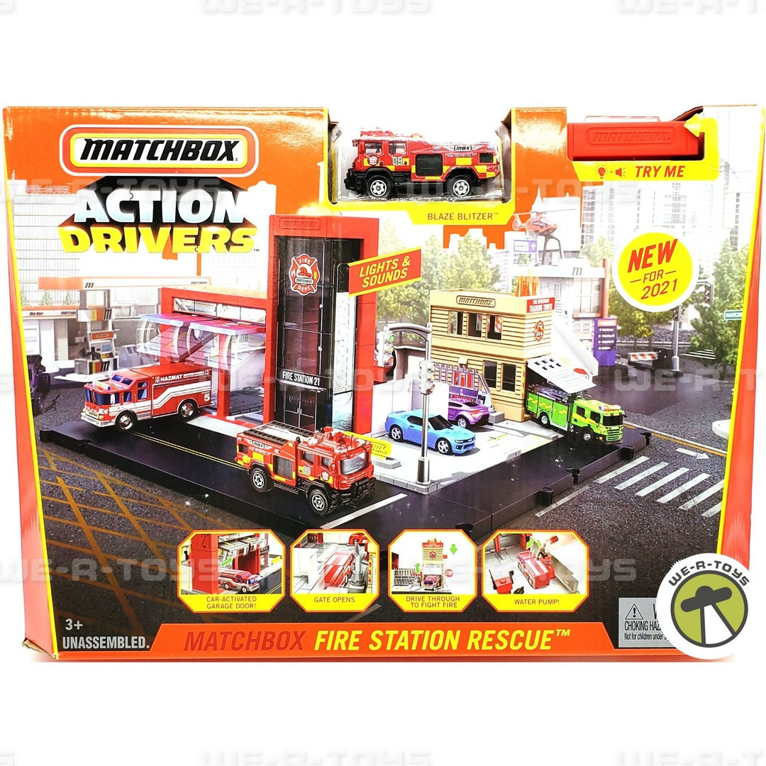 Matchbox Action Drivers Fire Station Rescue Blaze Blitzer Set - We-R-Toys