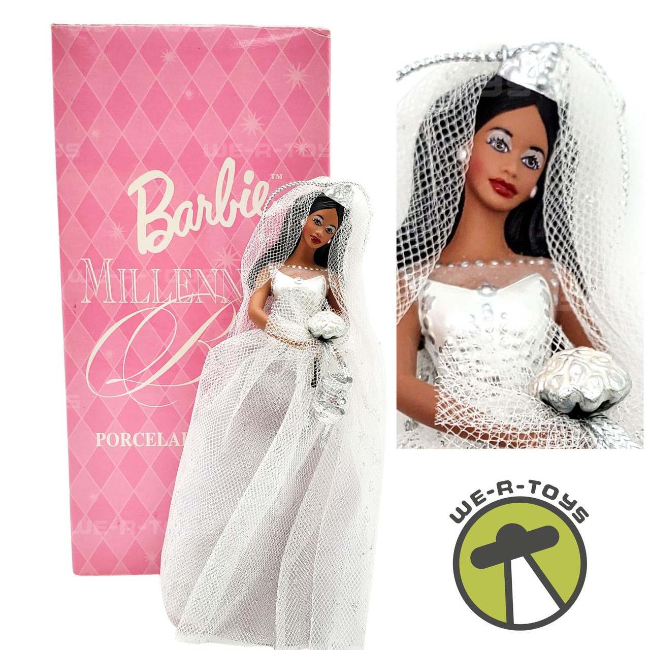Barbie Millennium Bride Porcelain Ornament African American 2000 Mattel ...