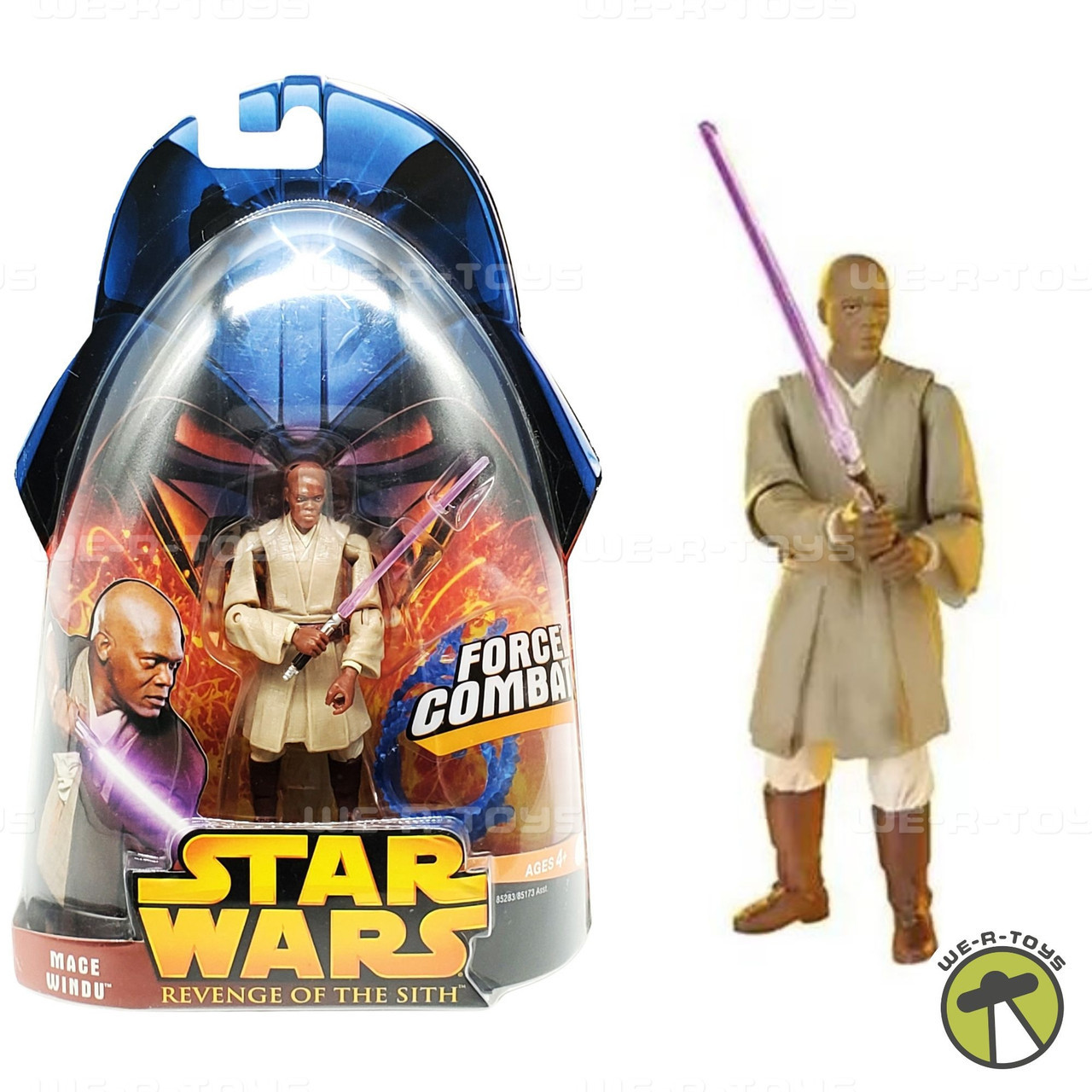 Star Wars Revenge of the Sith Force Combat Mace Windu Action Figure ...