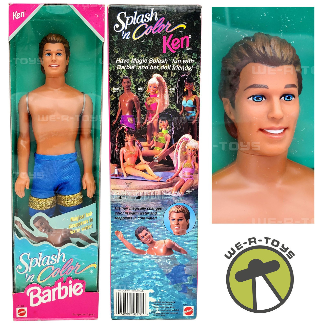 Magic Splash 'n Color Ken Friend of Barbie Doll Factory ERROR Packaging ...