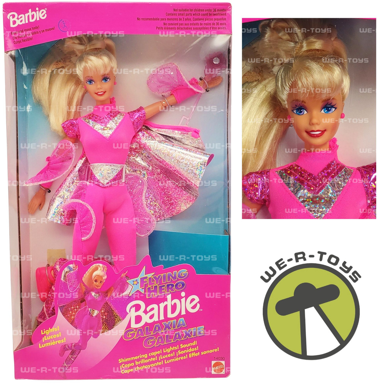 Flying Hero Barbie with Shimmering Cape Lights & Sounds 1995 Mattel ...