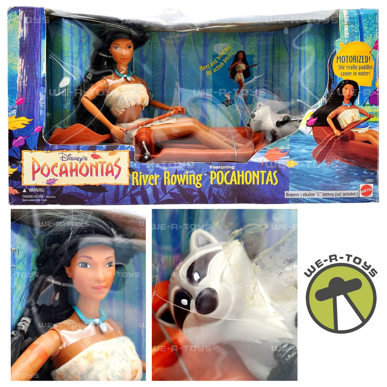 Disney's Pocahontas River Rowing Doll with Meeko and Canoe 13333 Mattel ...