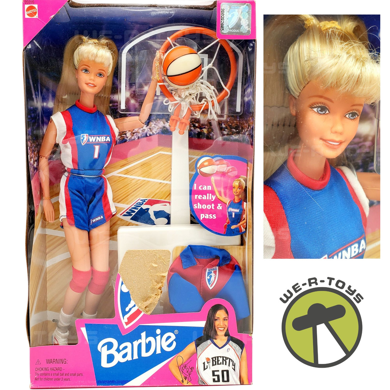 WNBA Basketball Barbie Doll Blonde Shoot and Pass Action 1998 Mattel ...