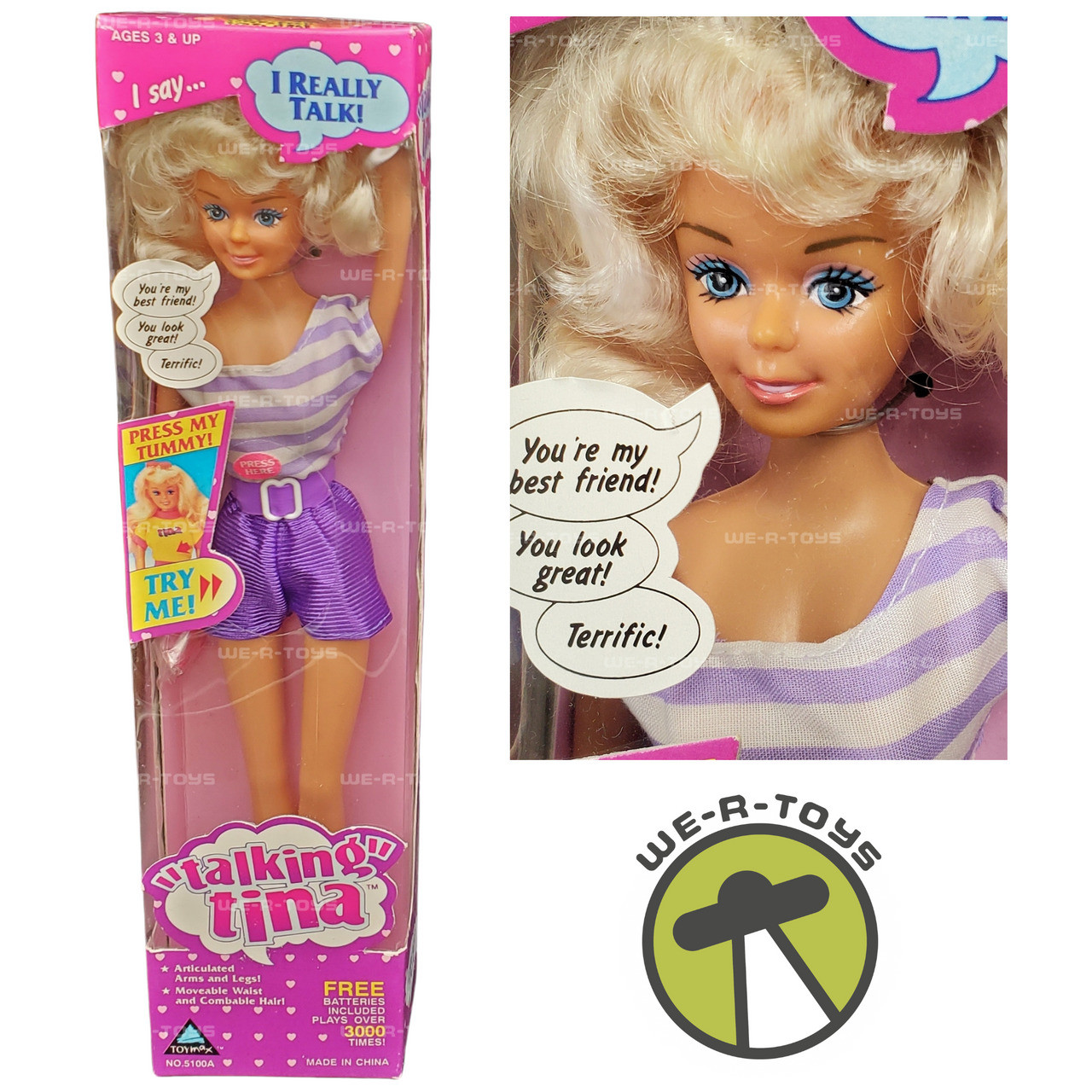 Talking Tina Poseable 11.5" Fashion Doll 1992 Toymax No. 5100A NRFB ...