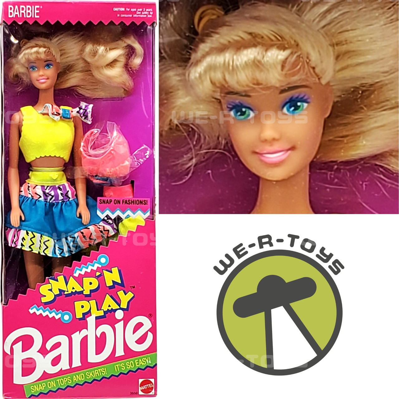 Snap N Play Barbie Doll with Snap on Tops & Skirts 1991 Mattel 3550 ...