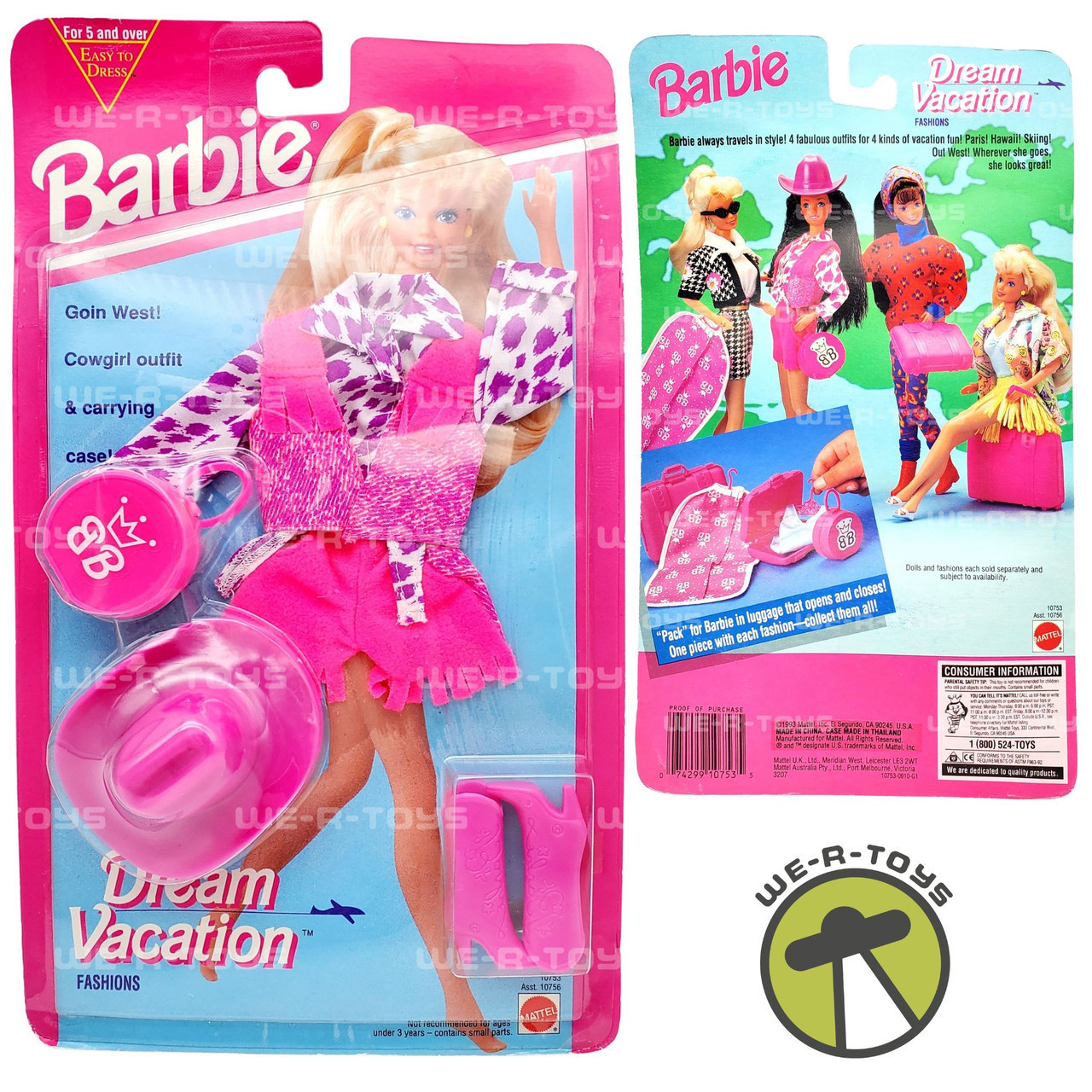 Barbie Dream Vacation Fashions Cowgirl Outfit & Carrying Case Mattel ...