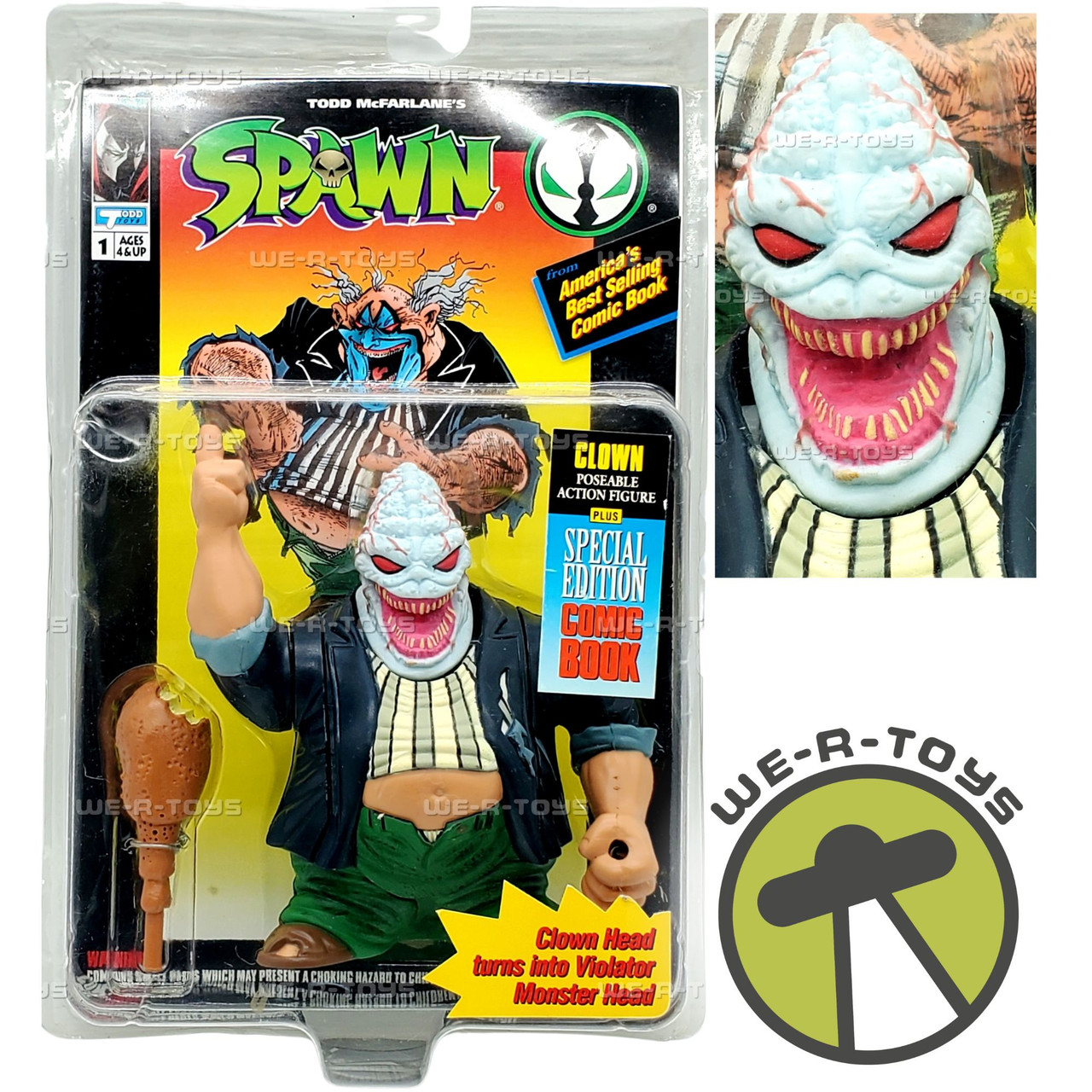 Spawn Series 1 Clown Action Figure with Changing Head and Comic Book ...