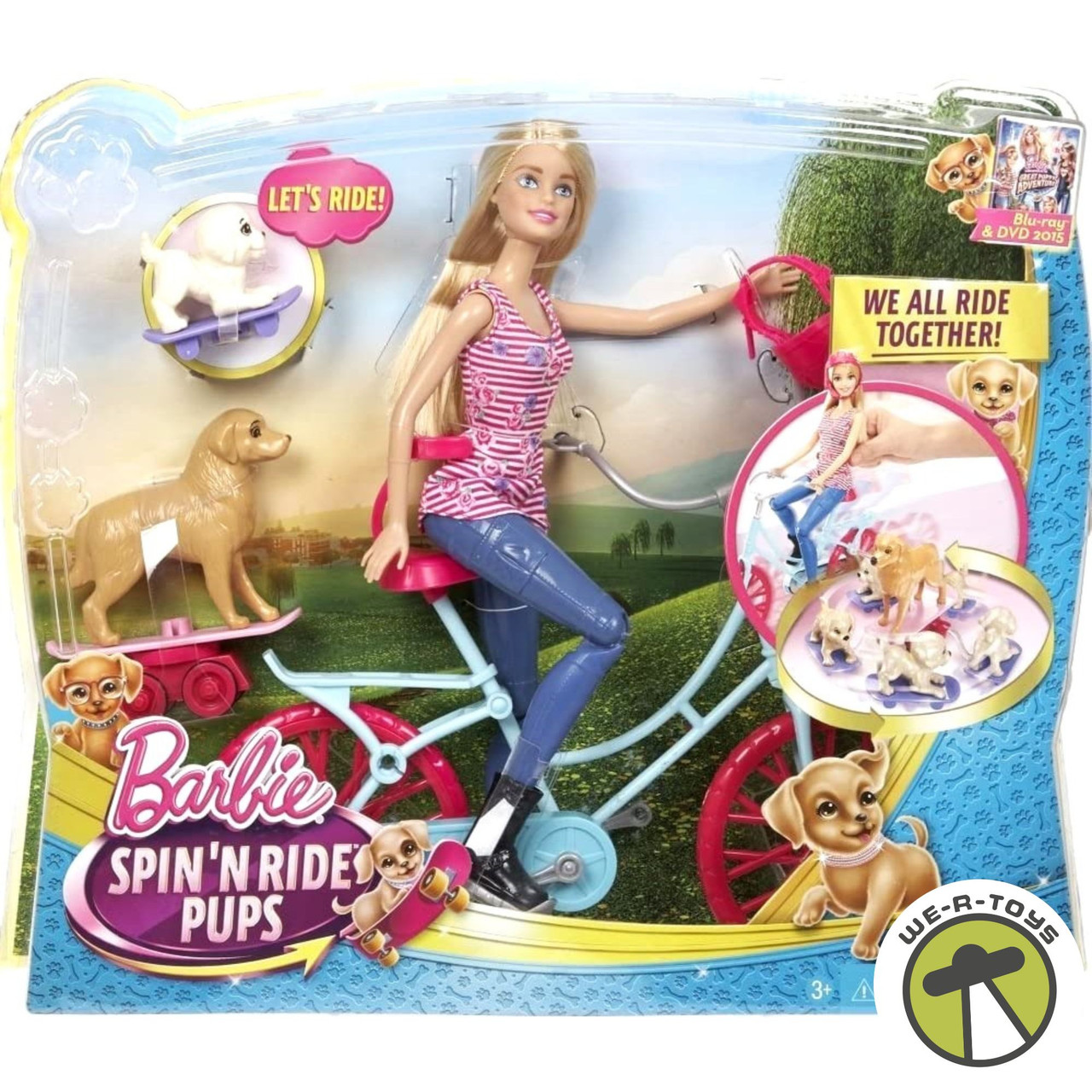 Barbie Spin 'N Ride Pups Doll & Bicycle Playset 2014 Mattel CLD94 - We-R-Toys