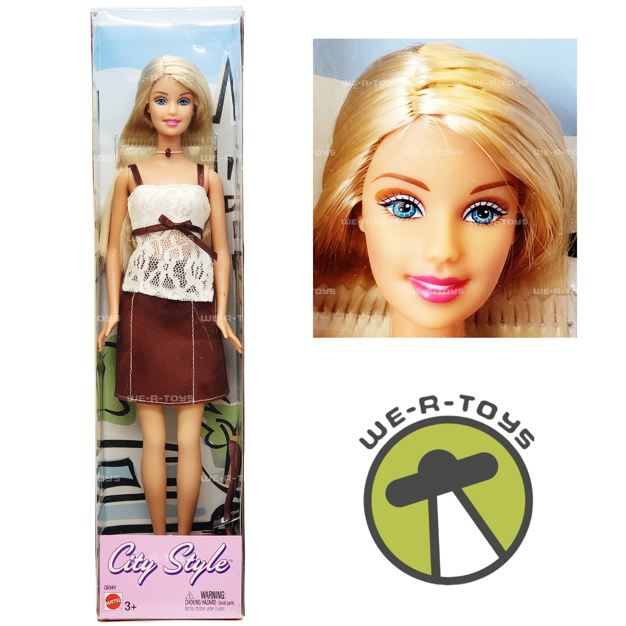 Barbie City Style Doll White Lace Top & Brown Skirt 2003 Mattel #C6341 ...