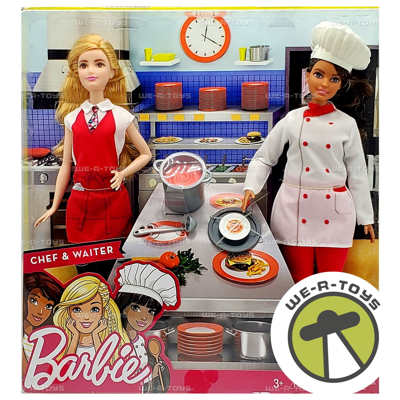 Barbie Friend Careers Chef & Waiter Doll Set 2016 Mattel FCP66 - We-R-Toys
