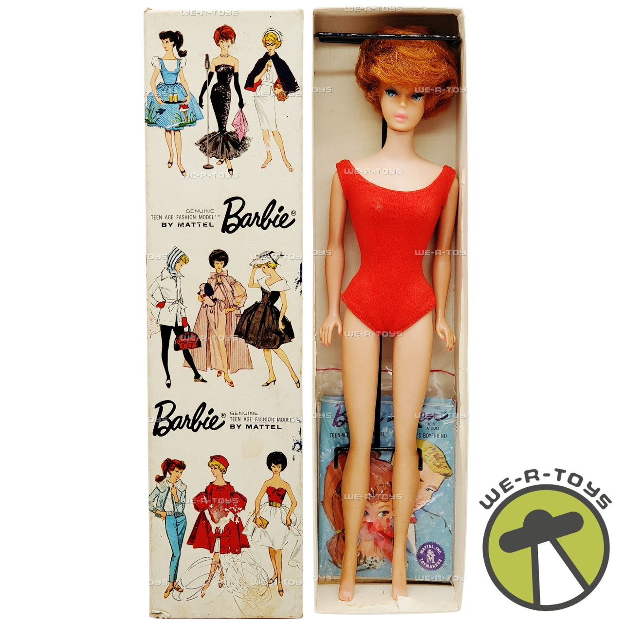 Vintage 1961 Redhead Bubble Cut Barbie Doll in Red Swimsuit By Mattel ...