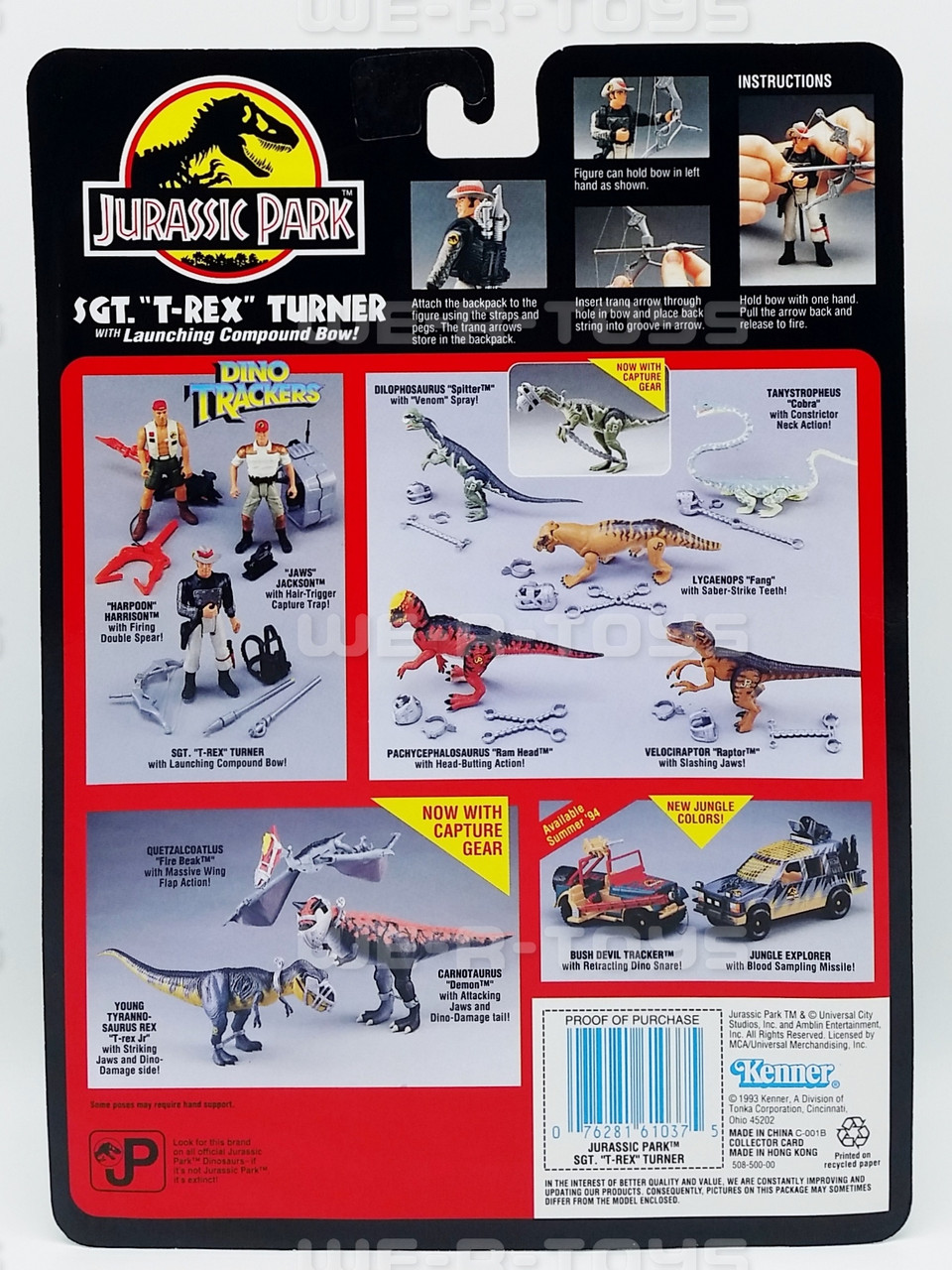 Jurassic Park DinoTrackers Sgt T-Rex Turner AF Kenner 1993 Dolls ...