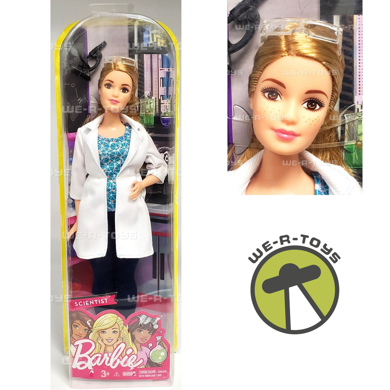 Barbie Scientist Doll Blonde Wearing Lab Coat 2016 Mattel DVF60 NRFP ...