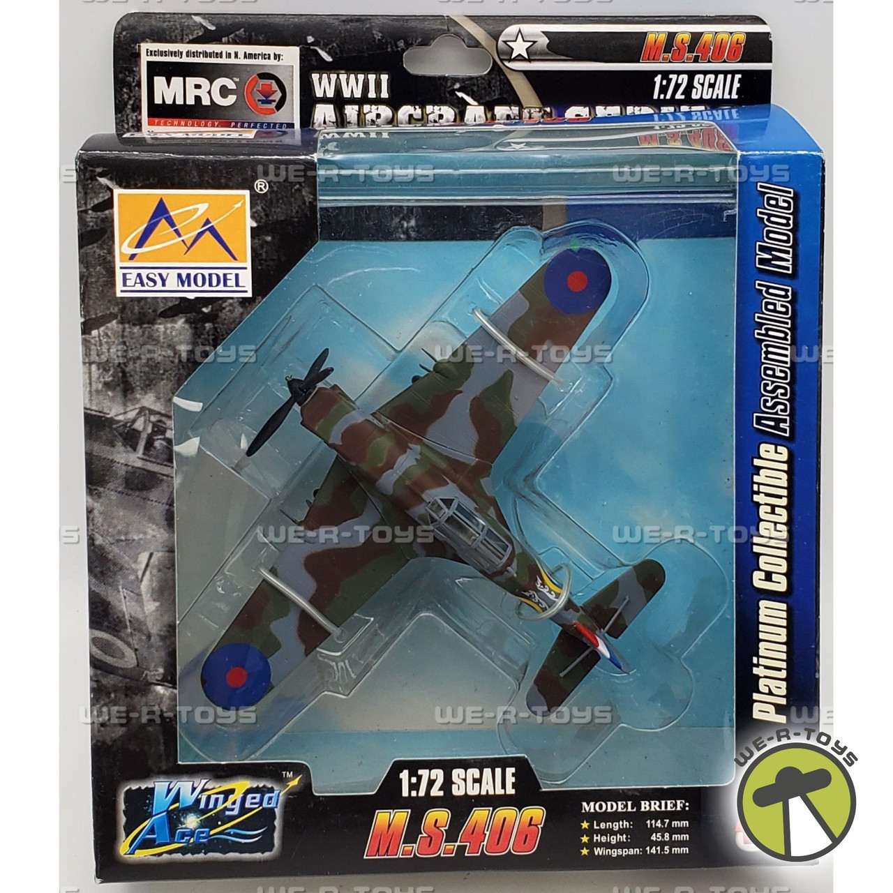 Easy Model M.S.406 WWII Aircraft Series Wing Ace 1:72 Scale Vehicle ...