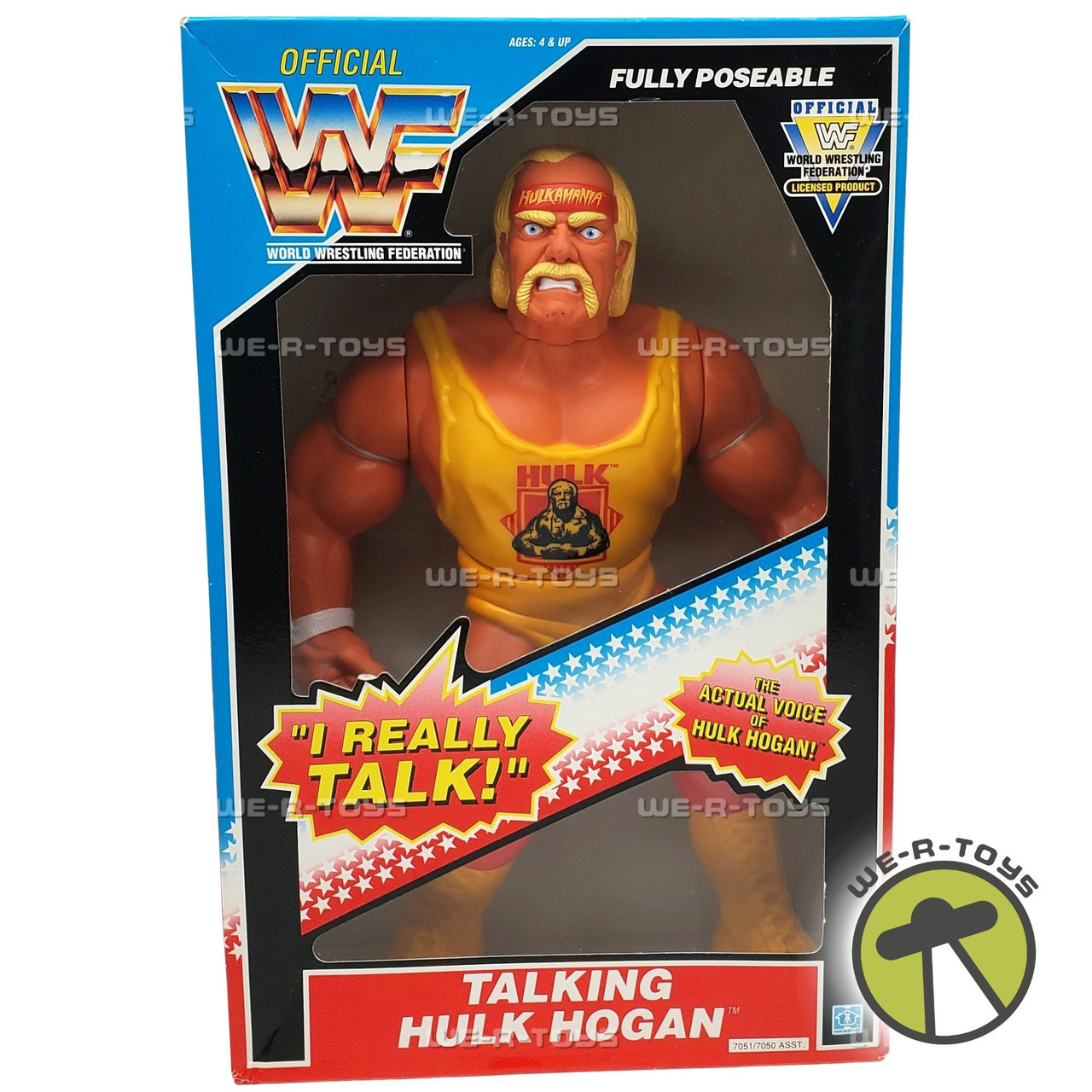 WWF Talking Hulk Hogan Fully Poseable Action Figure 1990 Hasbro #7051 ...