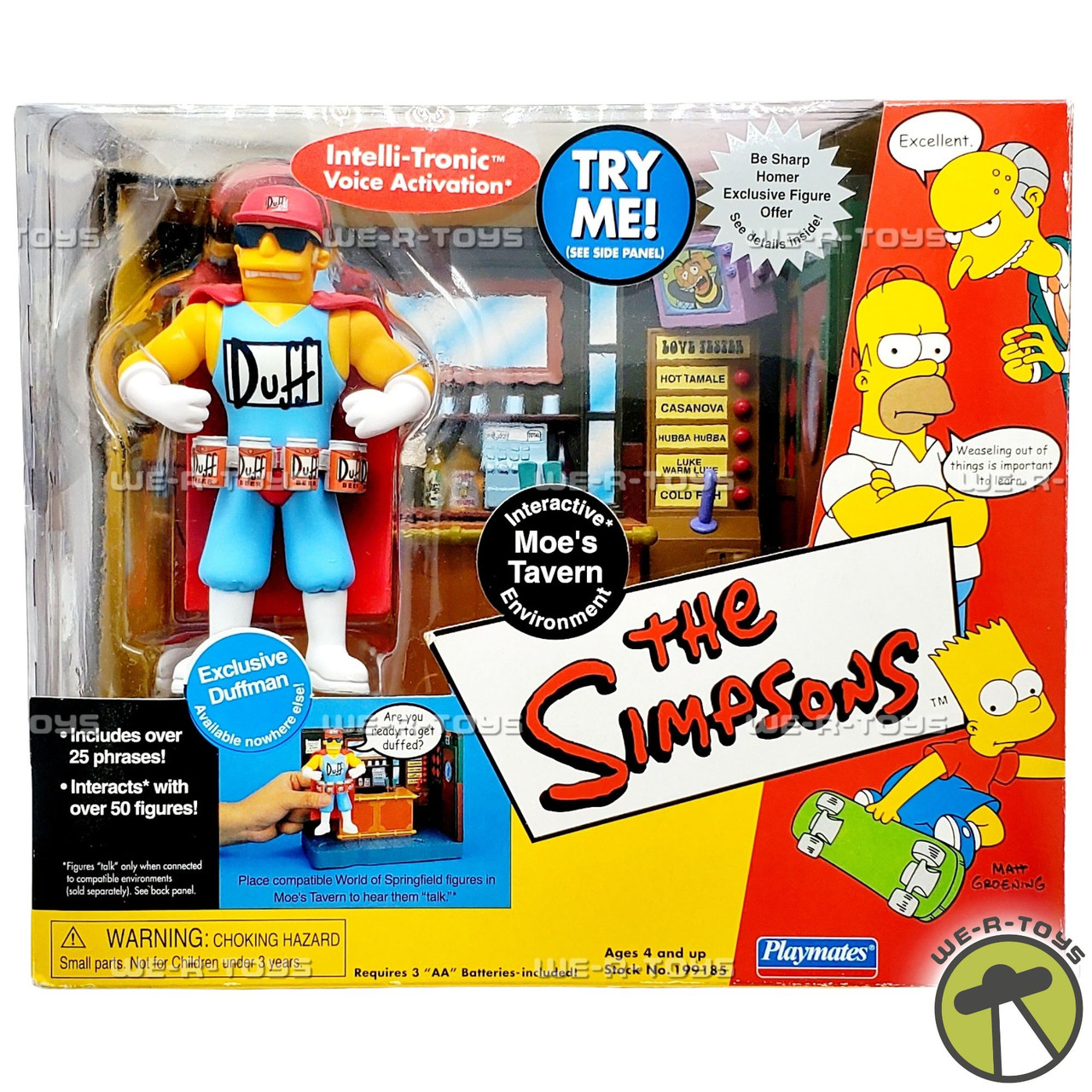 The Simpsons Springfield Moe's Bar with Duffman Figure 2002 Playmates ...