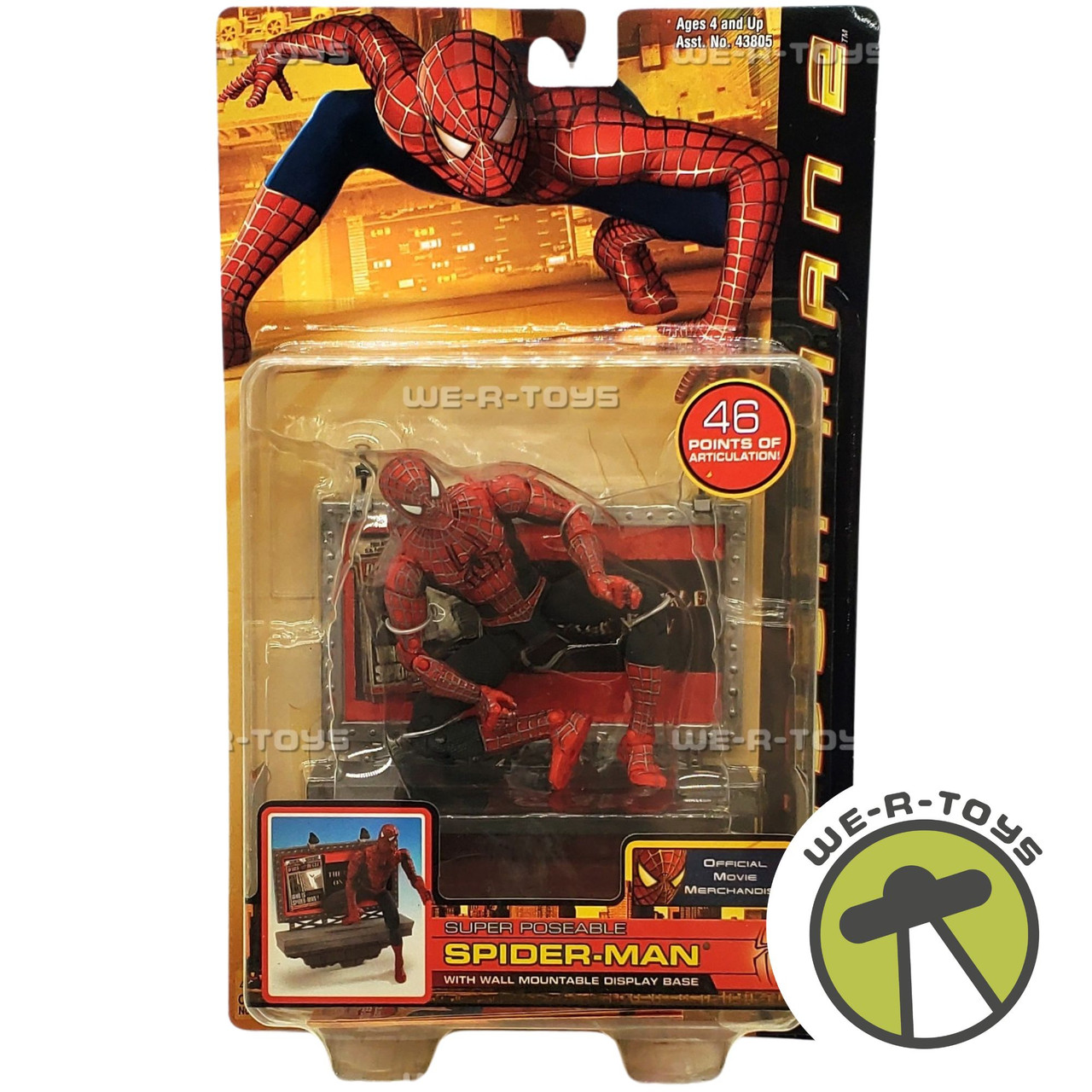 Marvel Super Poseable Spider-Man Action Figure with Wall Mount Display ...
