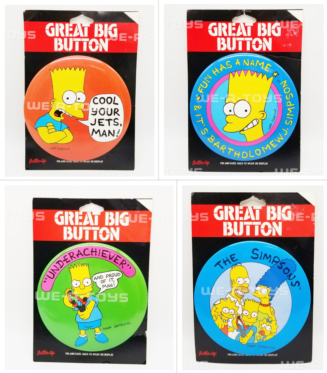 The Simpsons Great Big Button Lot of 4 Pin and Easel Back to Wear or ...