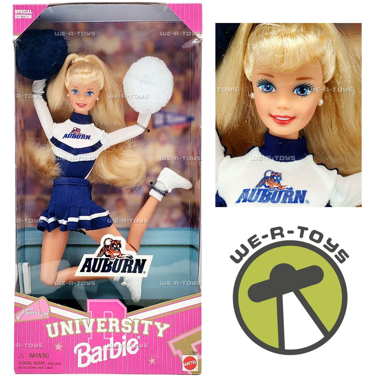 University Barbie Auburn University Cheerleader Mattel #17699 1996