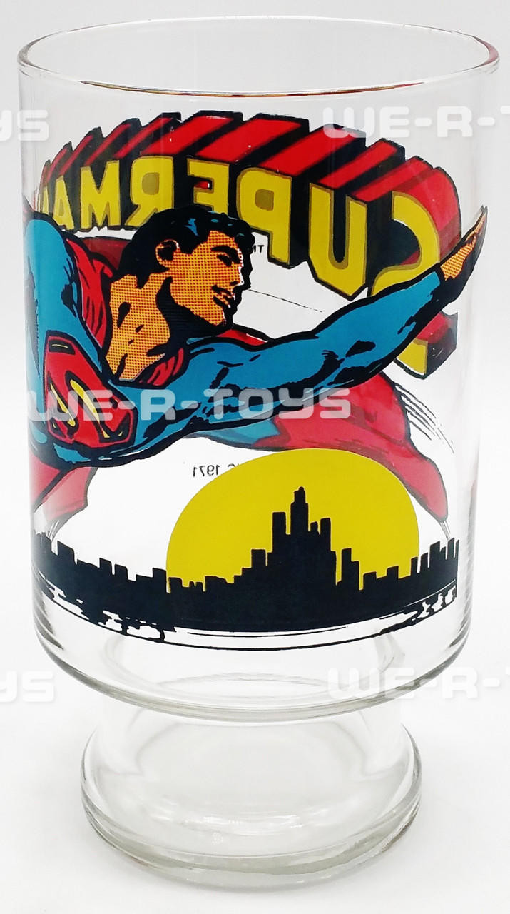 DC Comics Superman Glass Cup 7" Vintage 1971 - We-R-Toys
