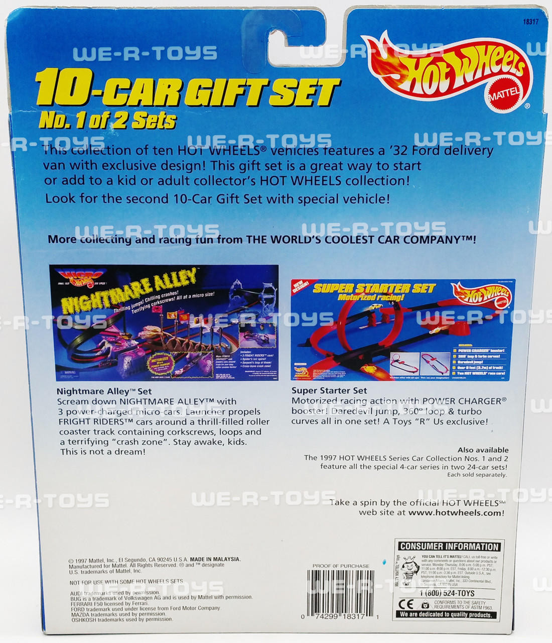 Hot Wheels 10-Car Gift Set Featuring Exclusive Toys "R" Us Vehicle 1997 ...