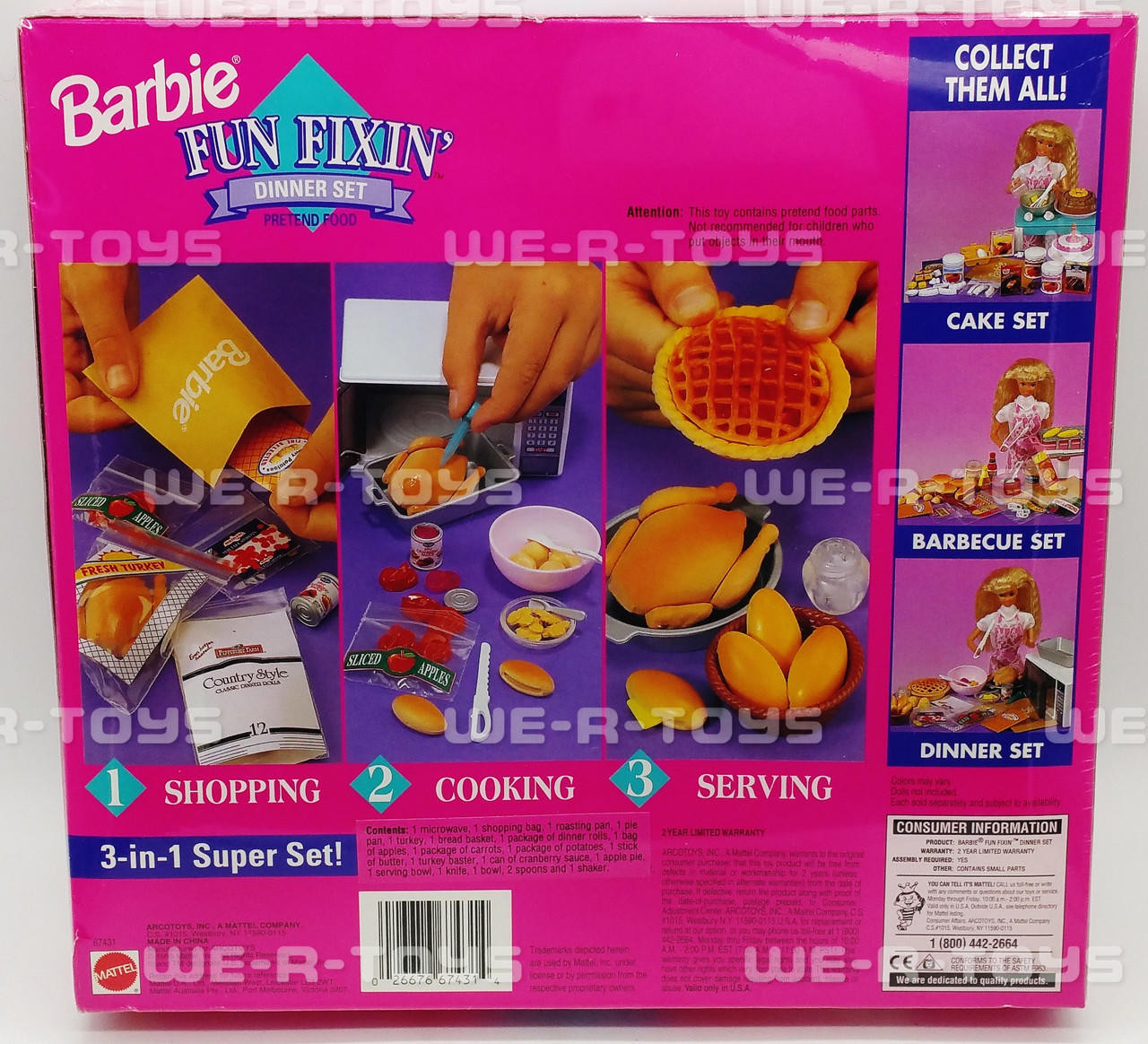 Barbie Fun Fixin' Dinner Set Pretend Food Mattel 1995 #67431 NRFB - We ...