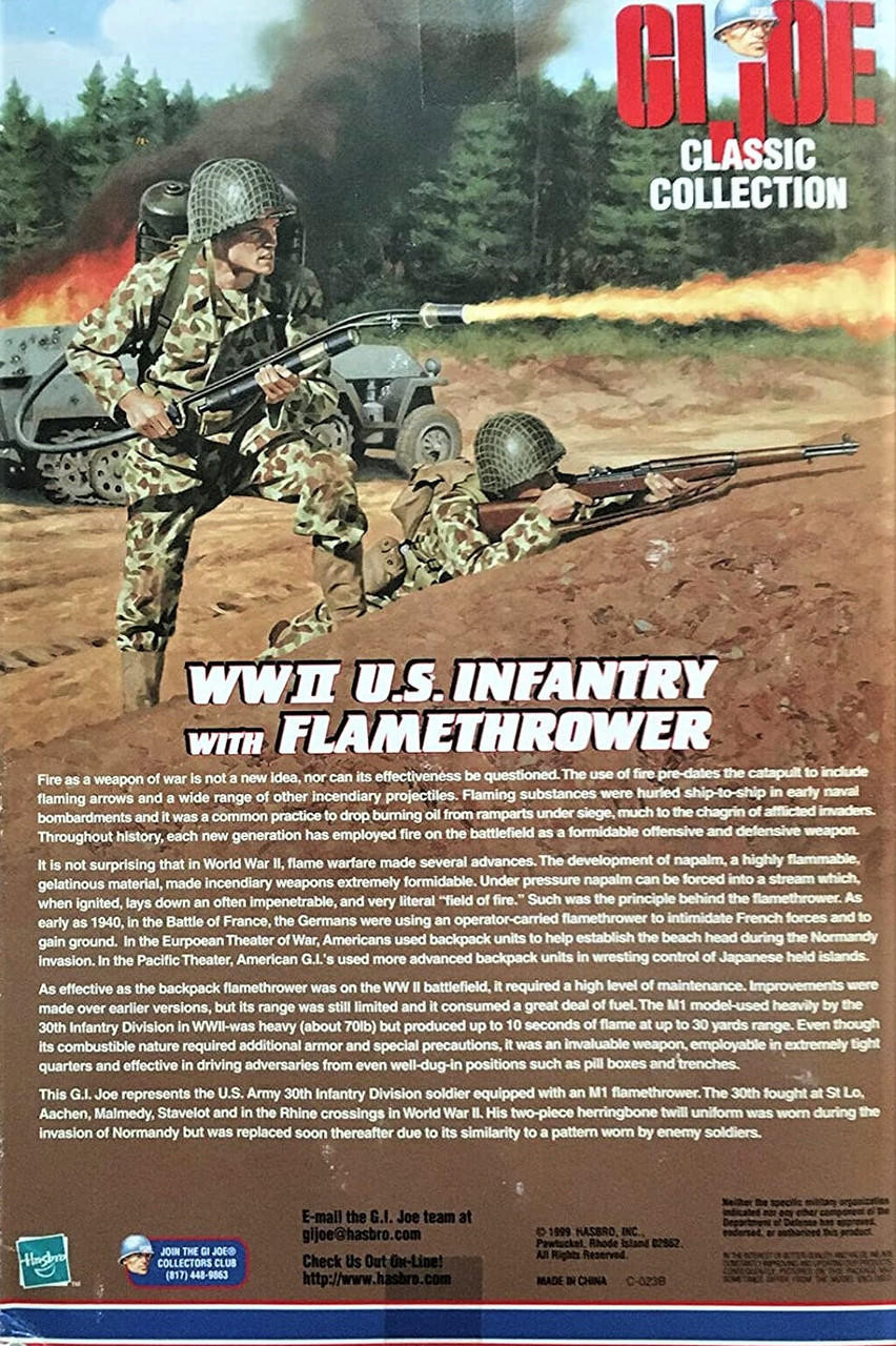 GI Joe WWII U.S. Infantry with Flamethrower 12" Action Figure Hasbro ...