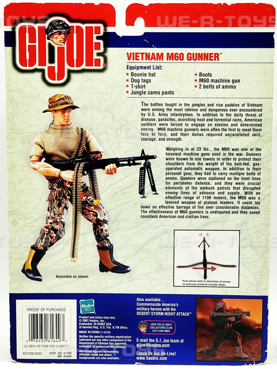 G.I. Joe Vietnam M60 Gunner Action Figure Hasbro 2001 No. 81649 NRFB ...