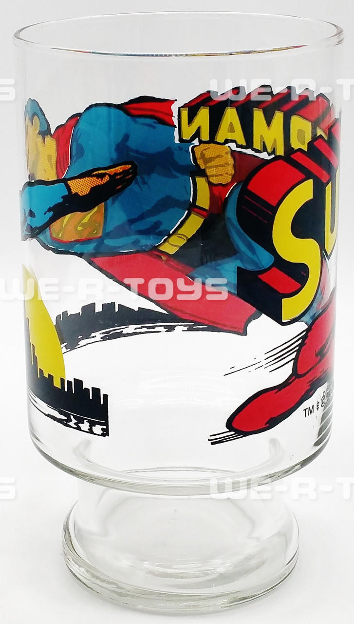 DC Comics Superman Glass Cup 7" Vintage 1971 - We-R-Toys