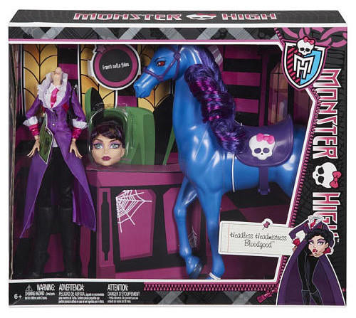 Monster High Headless Headmistress Bloodgood Doll & Nightmare Horse ...