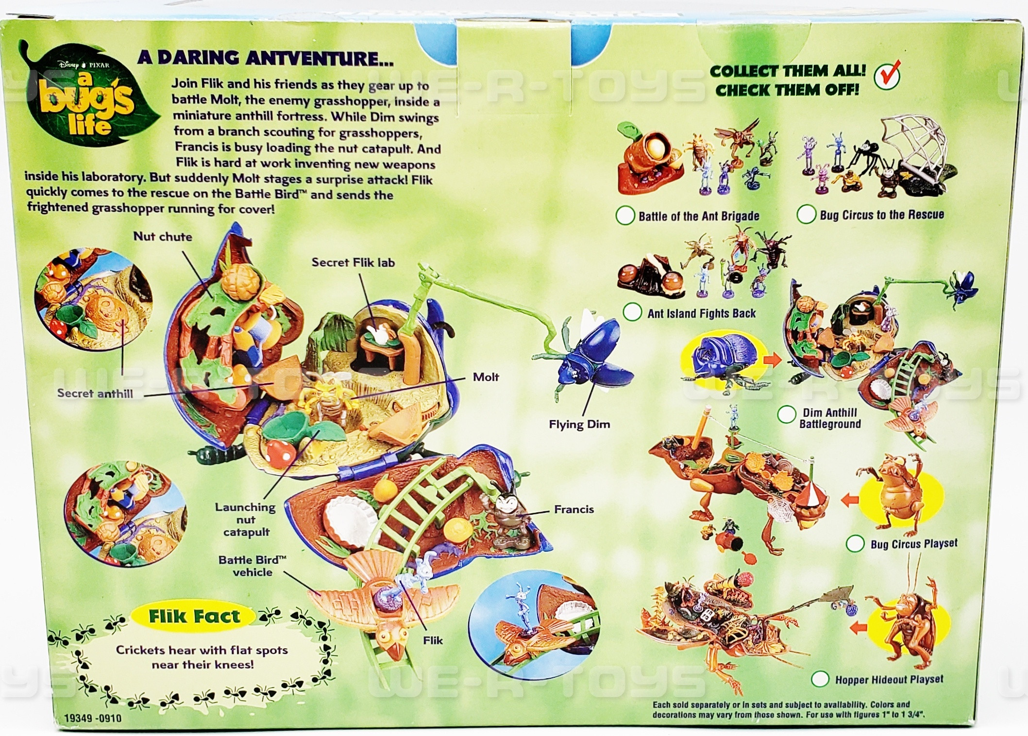 Disney Pixar A Bug's Life Dim Anthill Battleground Playset Mattel 1998 ...