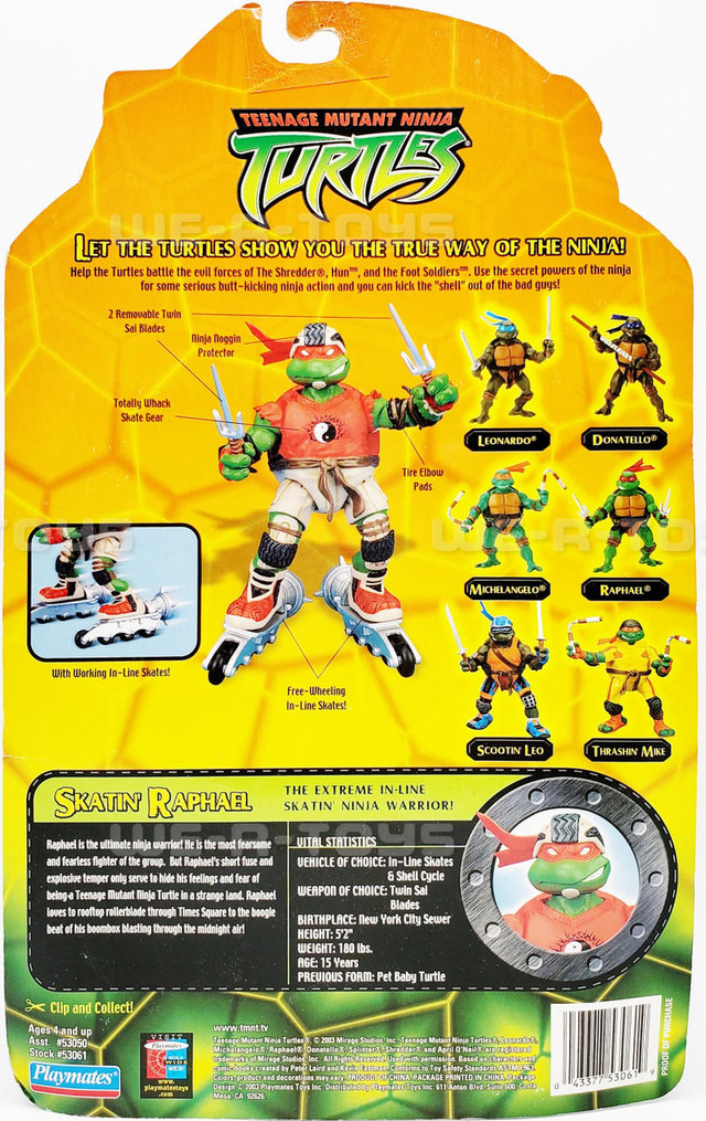 TMNT Skatin' Raph Action Figure Playmates 2003 #53061 NEW - We-R-Toys
