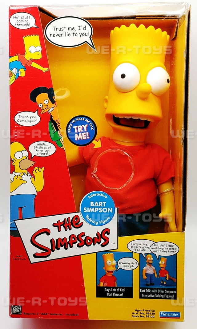 The Simpsons Interactive Bart Simpson Talking 15.5" Figure No. 99132 ...