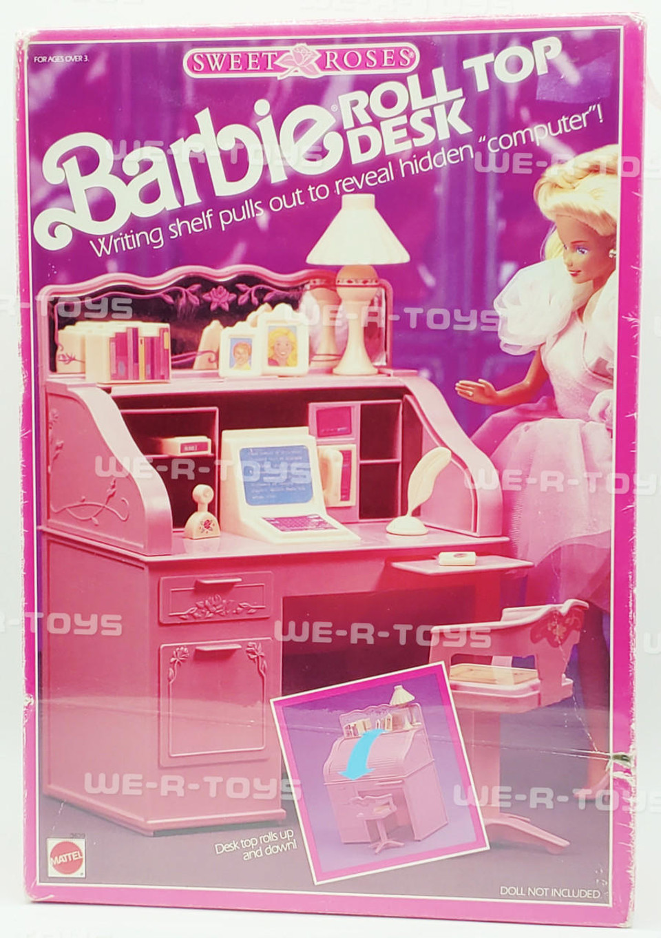 Barbie Sweet Roses Roll Top Desk Playset For Doll 1990 Mattel No 3639