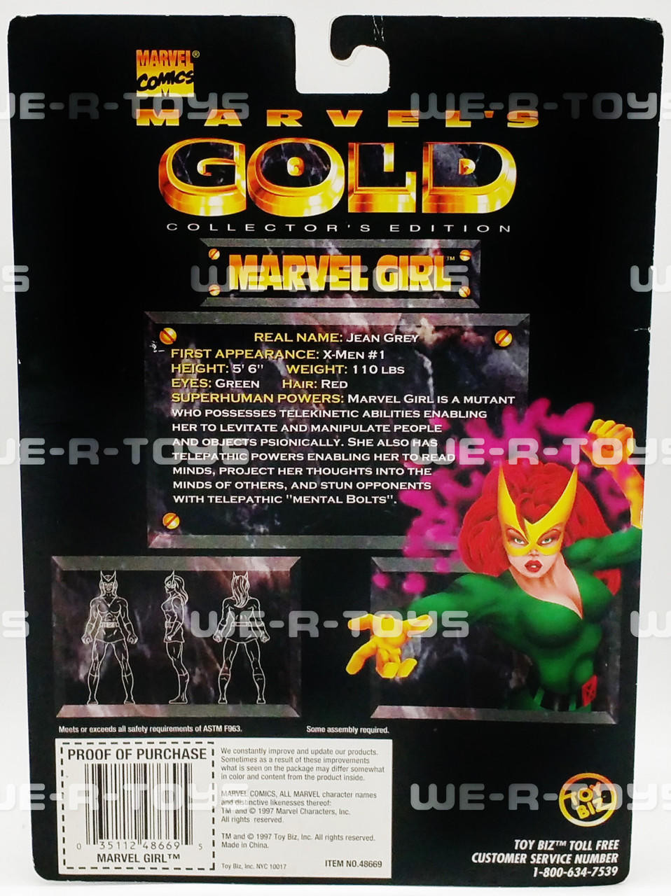 Marvel's Gold Collector's Edition Marvel Girl Figure Toy Biz 1997 ...
