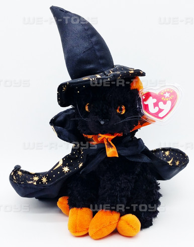 TY Beanie Babies Fraidy Black Halloween Cat 6" Plush With Cape and Hat ...
