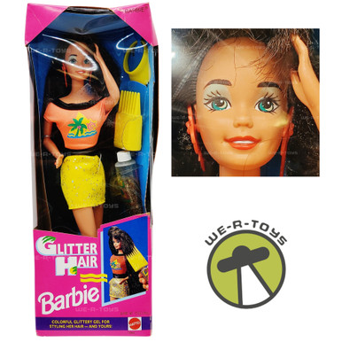 Barbie Glitter Hair Brunette Doll 1993 Mattel 10966 NRFB - We-R-Toys