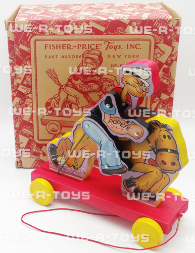 Fisher-Price Popeye Cowboy Pull Toy Red Box 1999 No. 990705 Made In U.S ...
