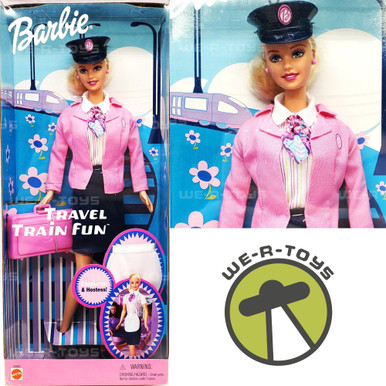 Travel Train Fun Barbie Doll with Carry On Bag and Apron 2001 Mattel 55807