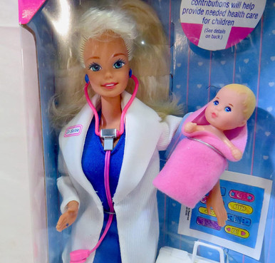 Dr. Barbie Doll Hear Baby's Heartbeat Stethoscope Blonde Baby 1993 ...