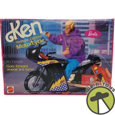 Barbie Ken Tethered RC Remote Control Black Motorcycle 1992 Mattel ...