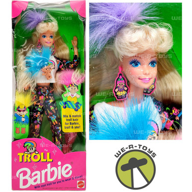 Troll Barbie Doll with Cool Interchangeable Troll Hair 1992 Mattel ...